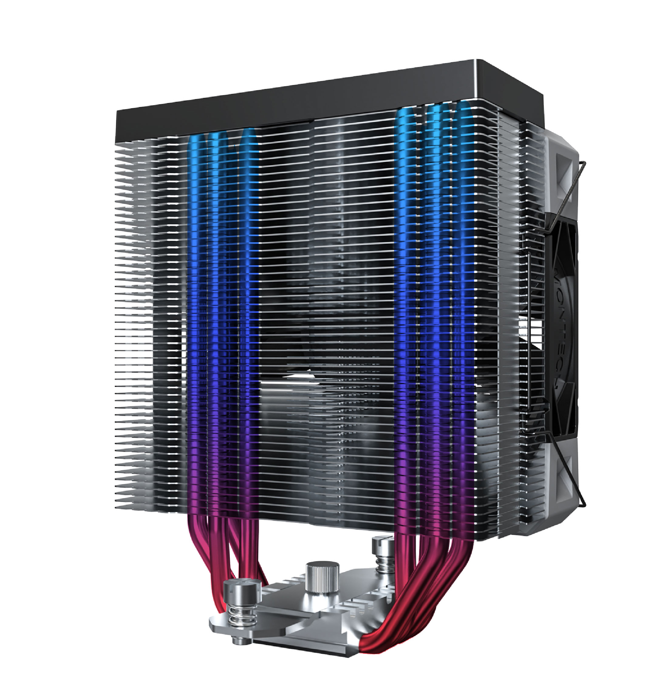 MONTECH NX400 ARGB - CPU Air Cooler, Single Tower, 4 Advanced Heat Pipes, 52-fin Heat Sink, E28 ...
